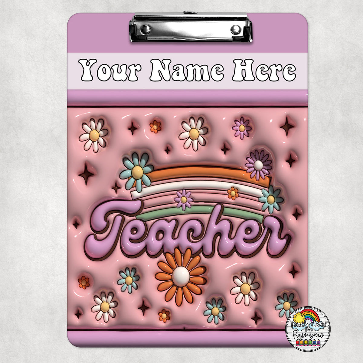 Teacher Retro Clipboard| Teach Over the Rainbow