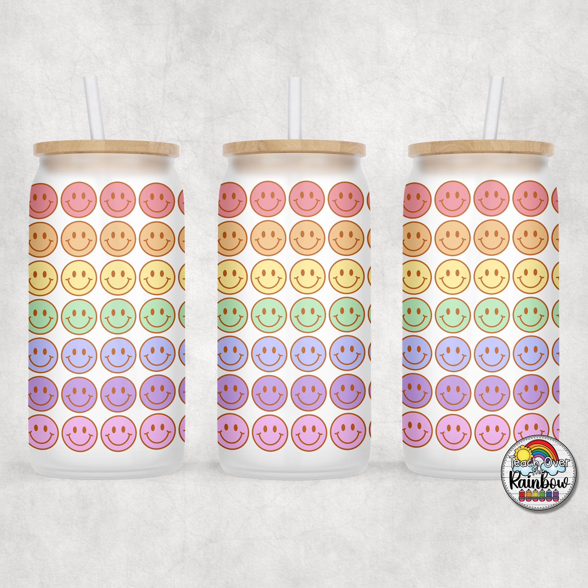 Rainbow Smiles 2 Glass Can – Teach Over the Rainbow
