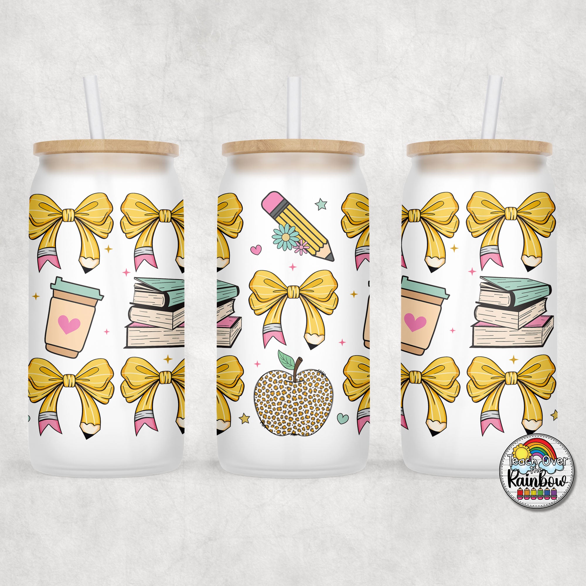 Pencil Bows 2 Glass Can – Teach Over the Rainbow