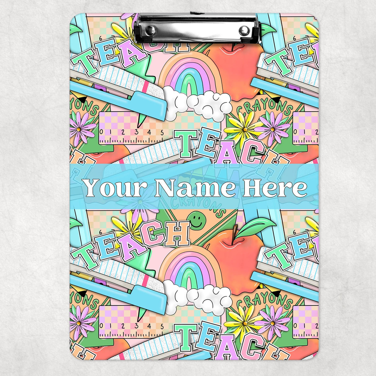 Teacher Pastel Clipboard| Teach Over the Rainbow