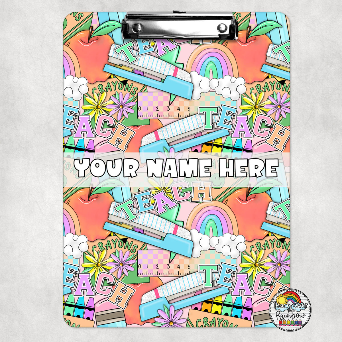 Teacher Things Pastel Clipboard| Teach Over the Rainbow