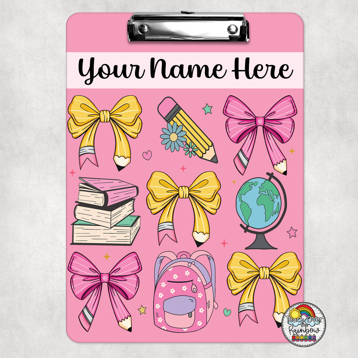 Pencil Bows 3 Clipboard| Teach Over the Rainbow