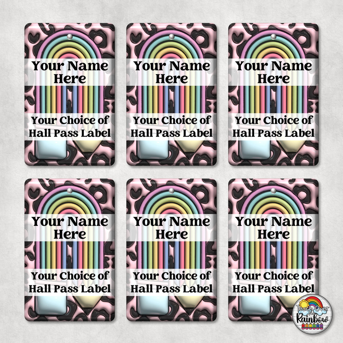 Pink Teacher Pencil-Hall Pass Set| Teach Over the Rainbow