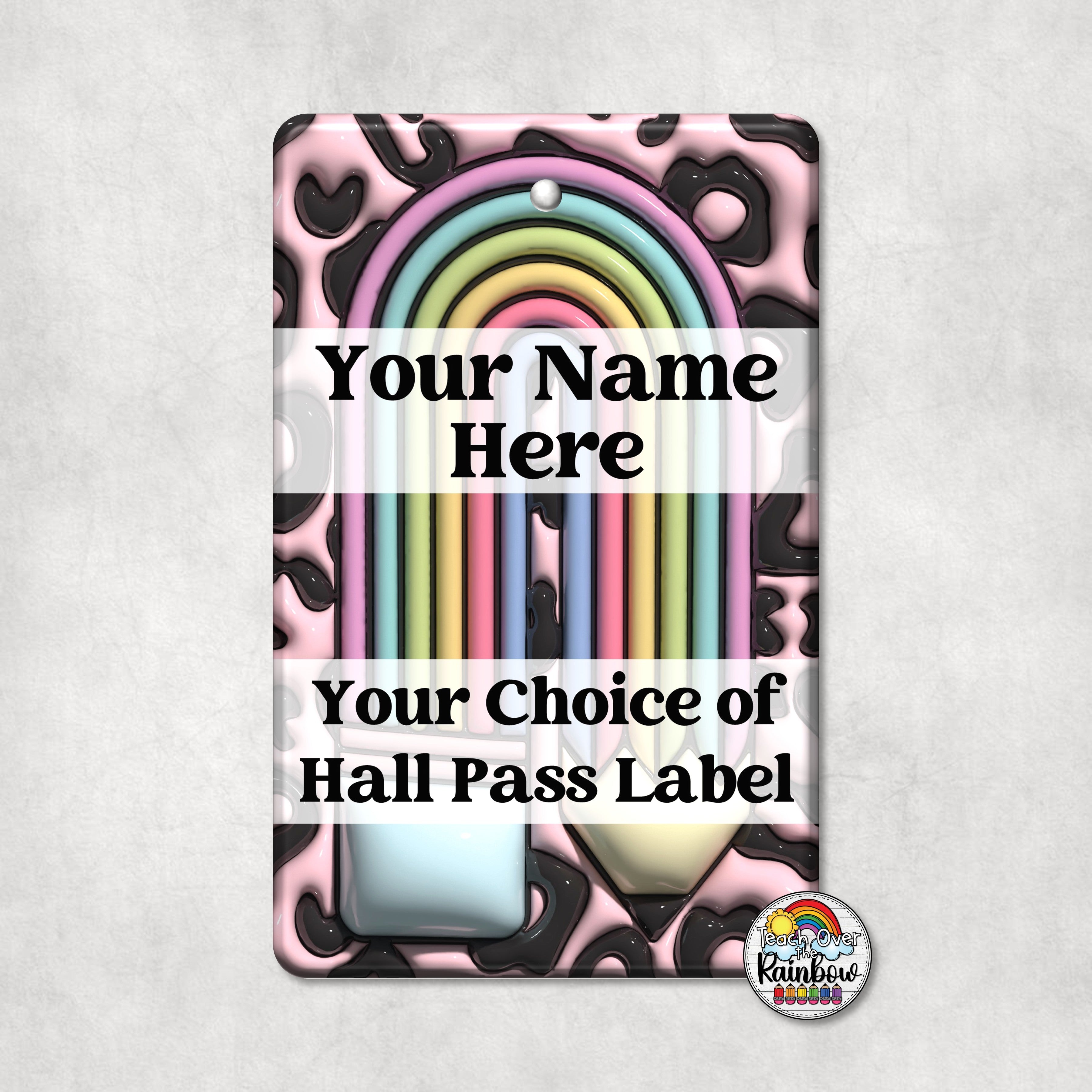 Pink Teacher Pencil- Single Pass – Teach Over the Rainbow
