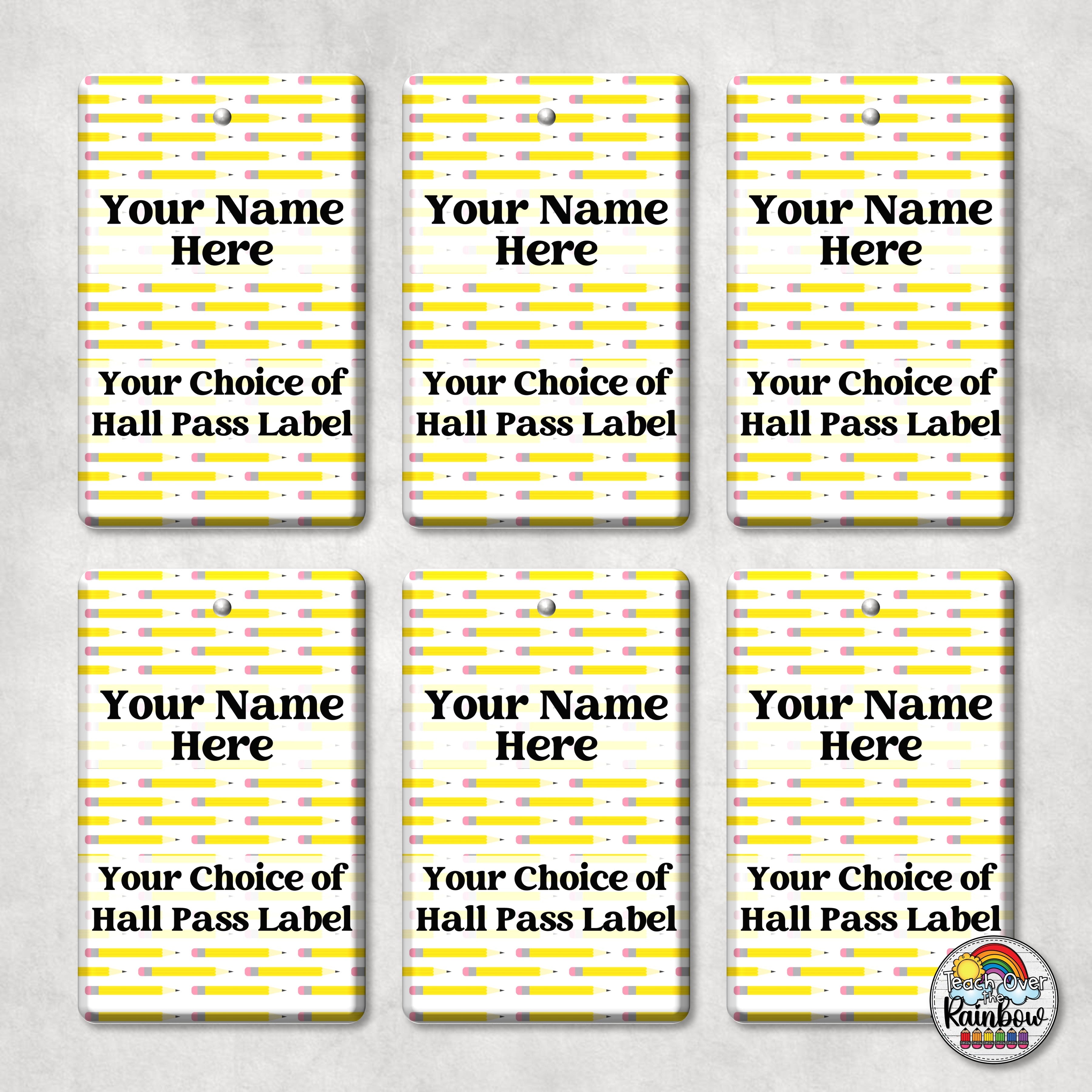 The Yellow Pencil- Hall Pass Set – Teach Over the Rainbow