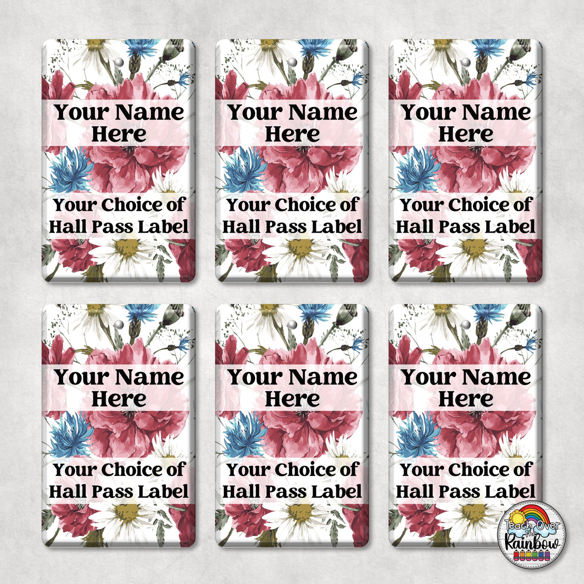 Burgundy Floral-Hall Pass Set| Teach Over the Rainbow