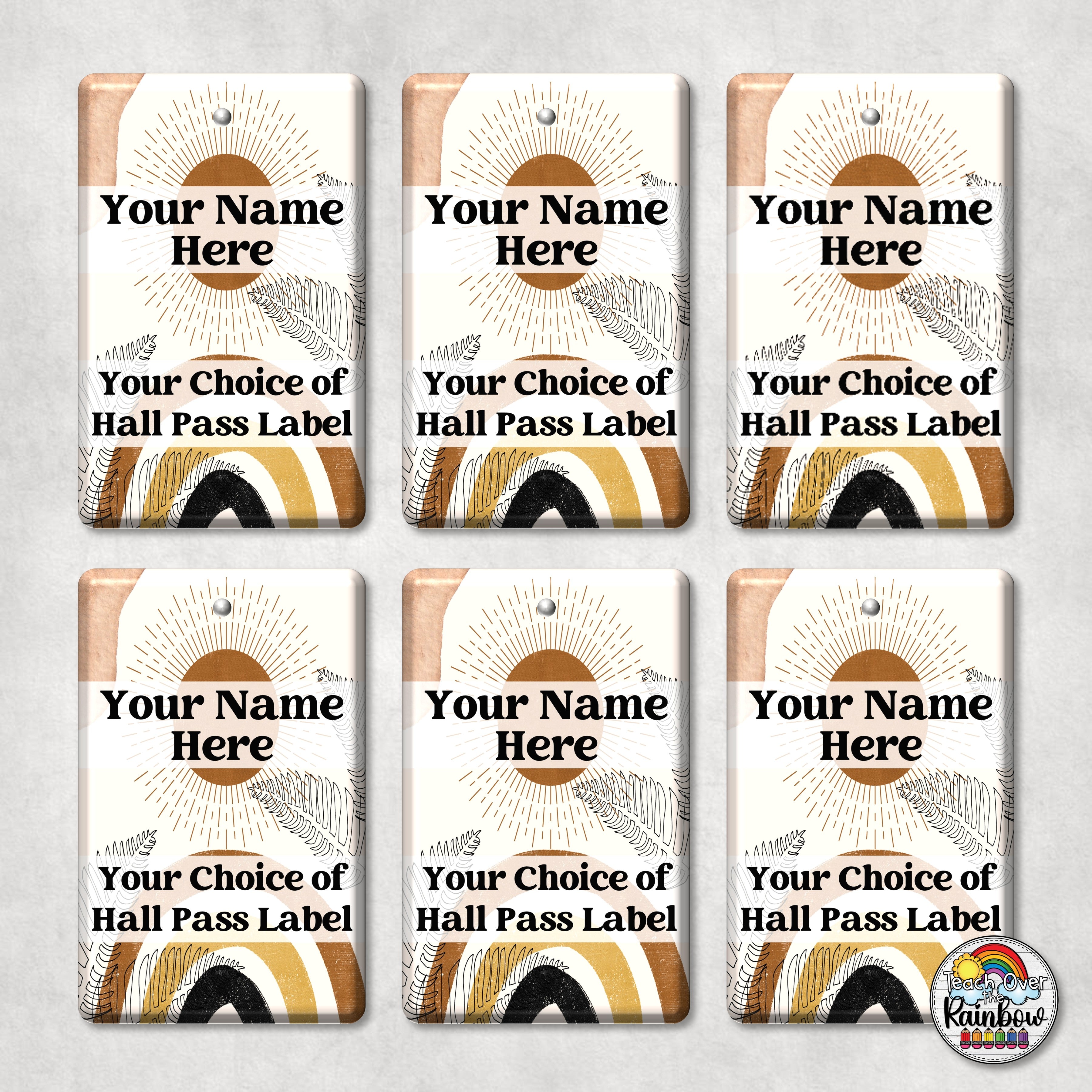 Calm Boho Rainbow- Hall Pass Set – Teach Over the Rainbow
