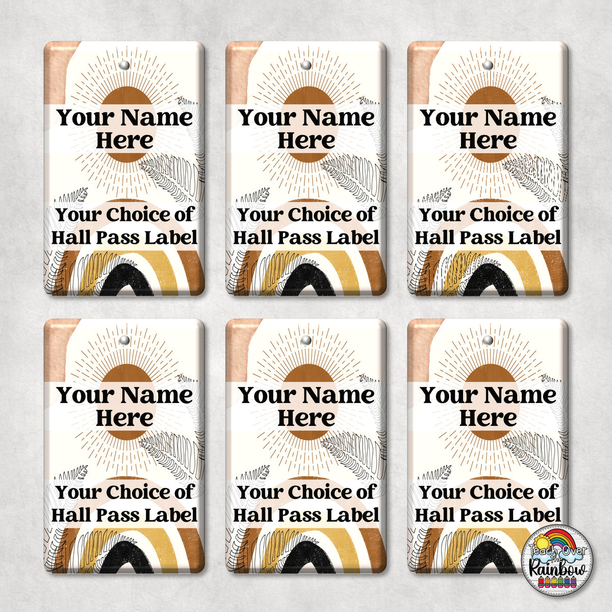 Calm Boho Rainbow-Hall Pass Set| Teach Over the Rainbow