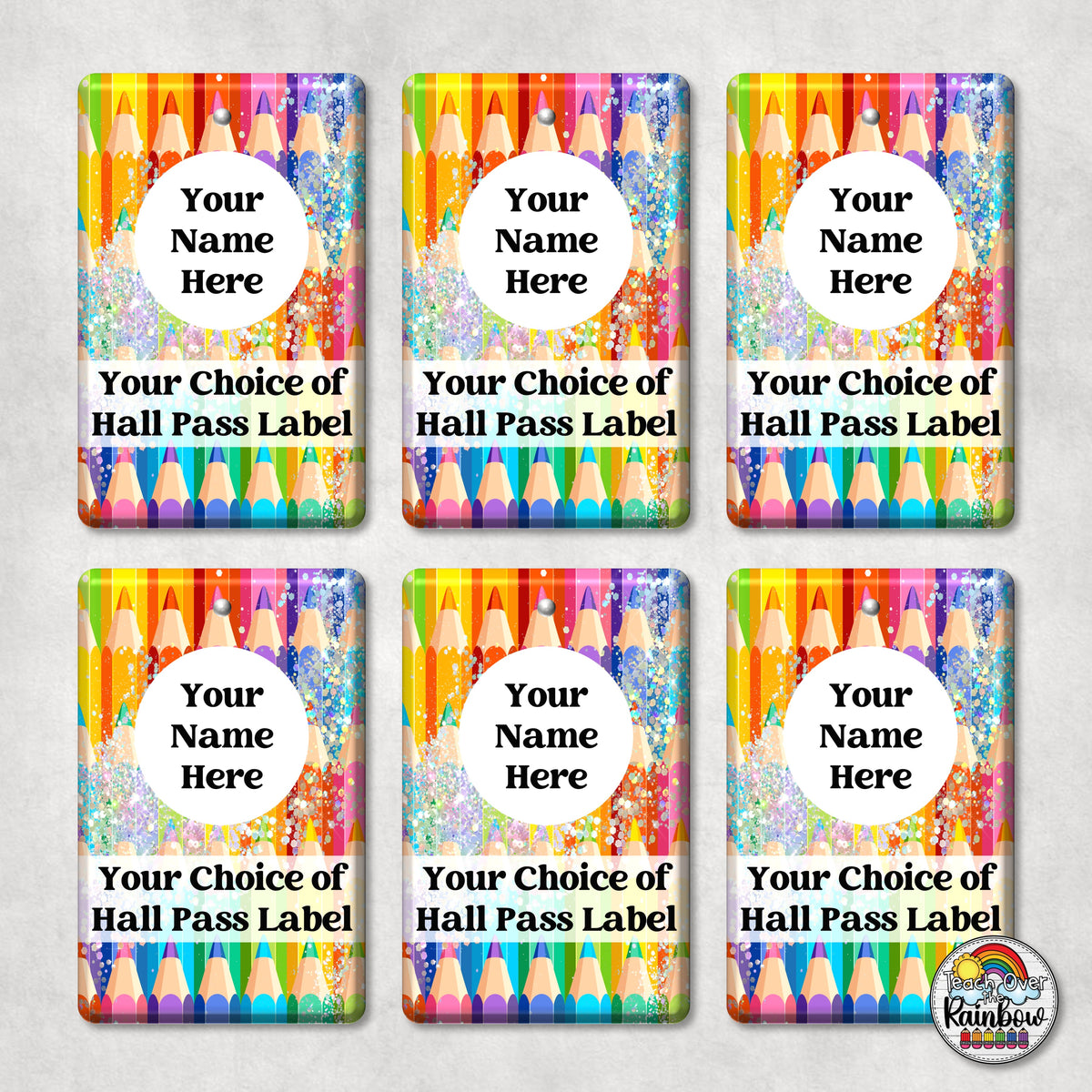Bright Pencils-Hall Pass Set| Teach Over the Rainbow