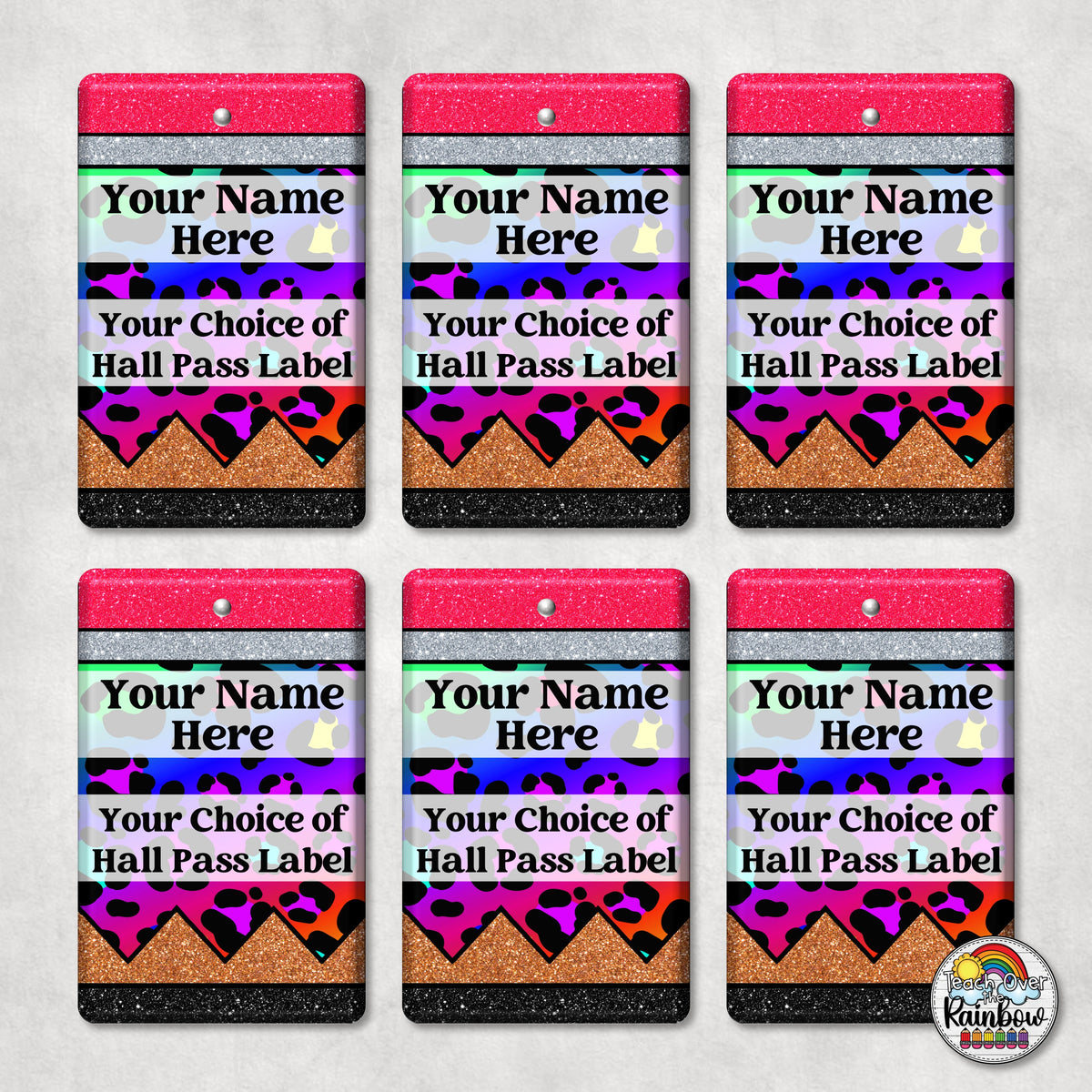 Neon Leopard Pencil-Hall Pass Set| Teach Over the Rainbow