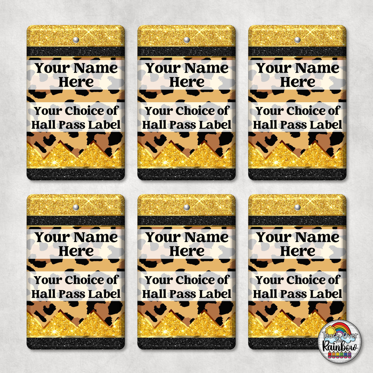 Leopard Glitter Pencil-Hall Pass Set| Teach Over the Rainbow