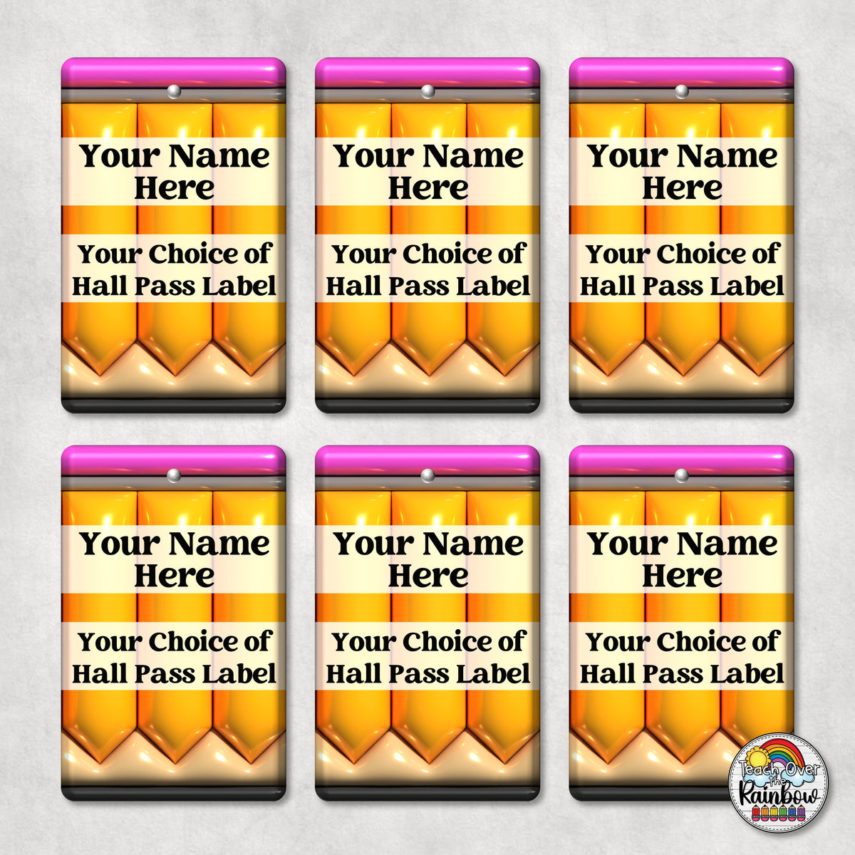 Yellow Puff Pencil-Hall Pass Set| Teach Over the Rainbow