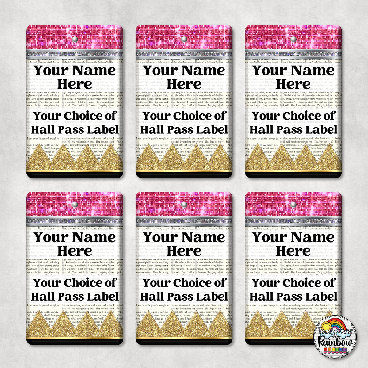 Chapter Book Pencil-Hall Pass Set| Teach Over the Rainbow