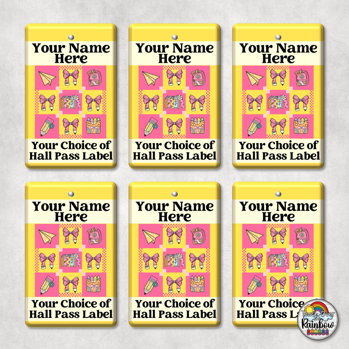Pencil Bows 1-Hall Pass Set| Teach Over the Rainbow