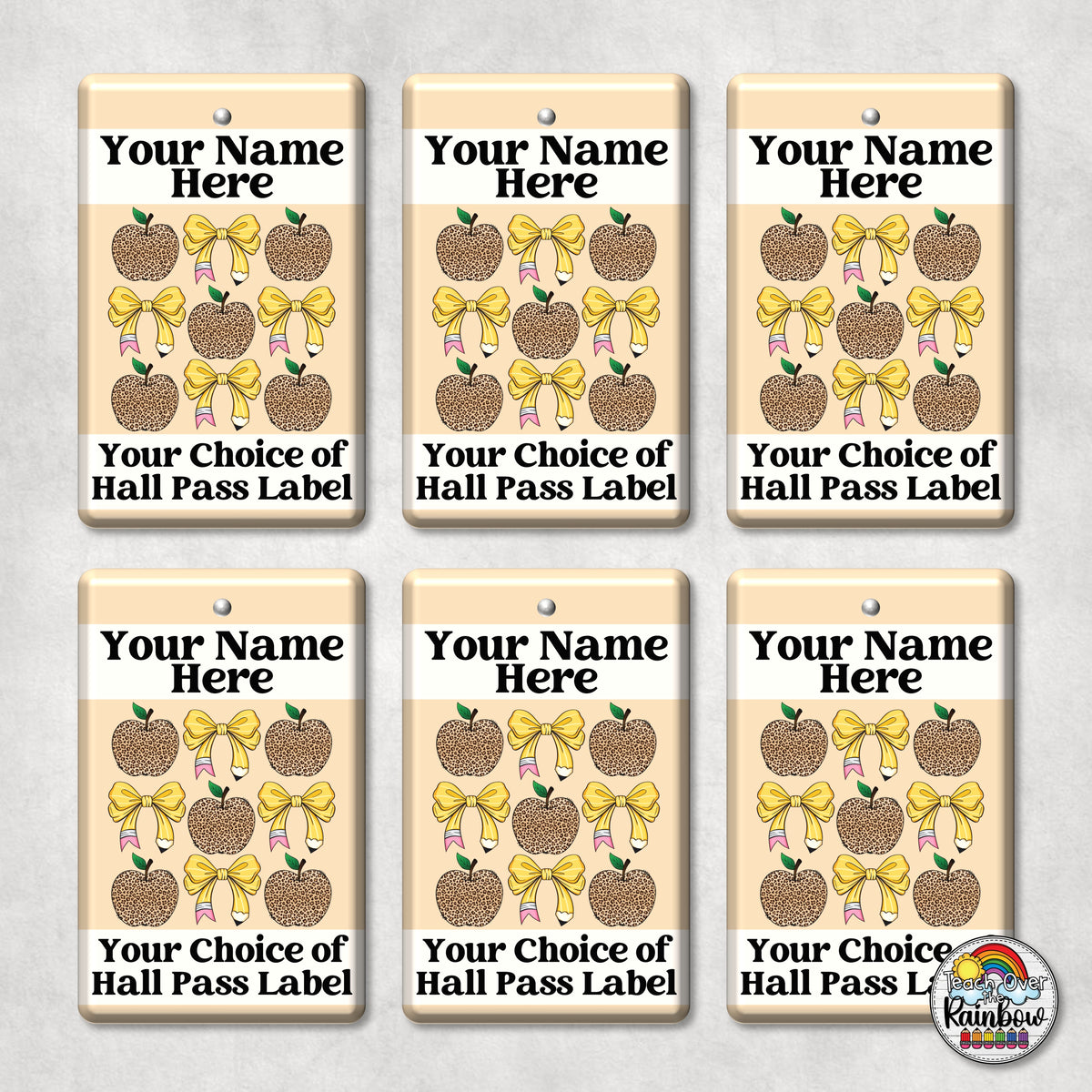 Pencil Bows 5-Hall Pass Set| Teach Over the Rainbow