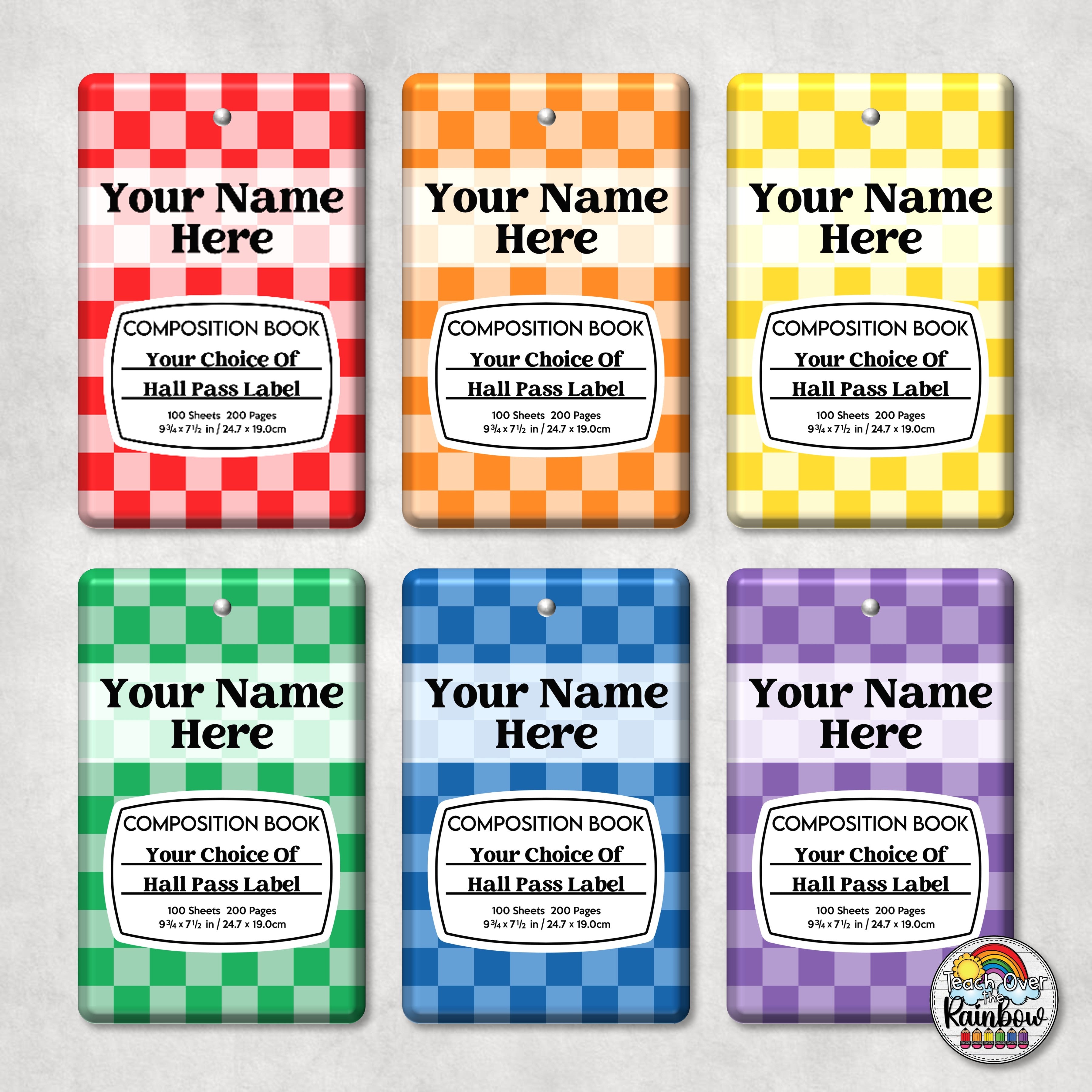 Checker Composition 1- Hall Pass Set – Teach Over the Rainbow