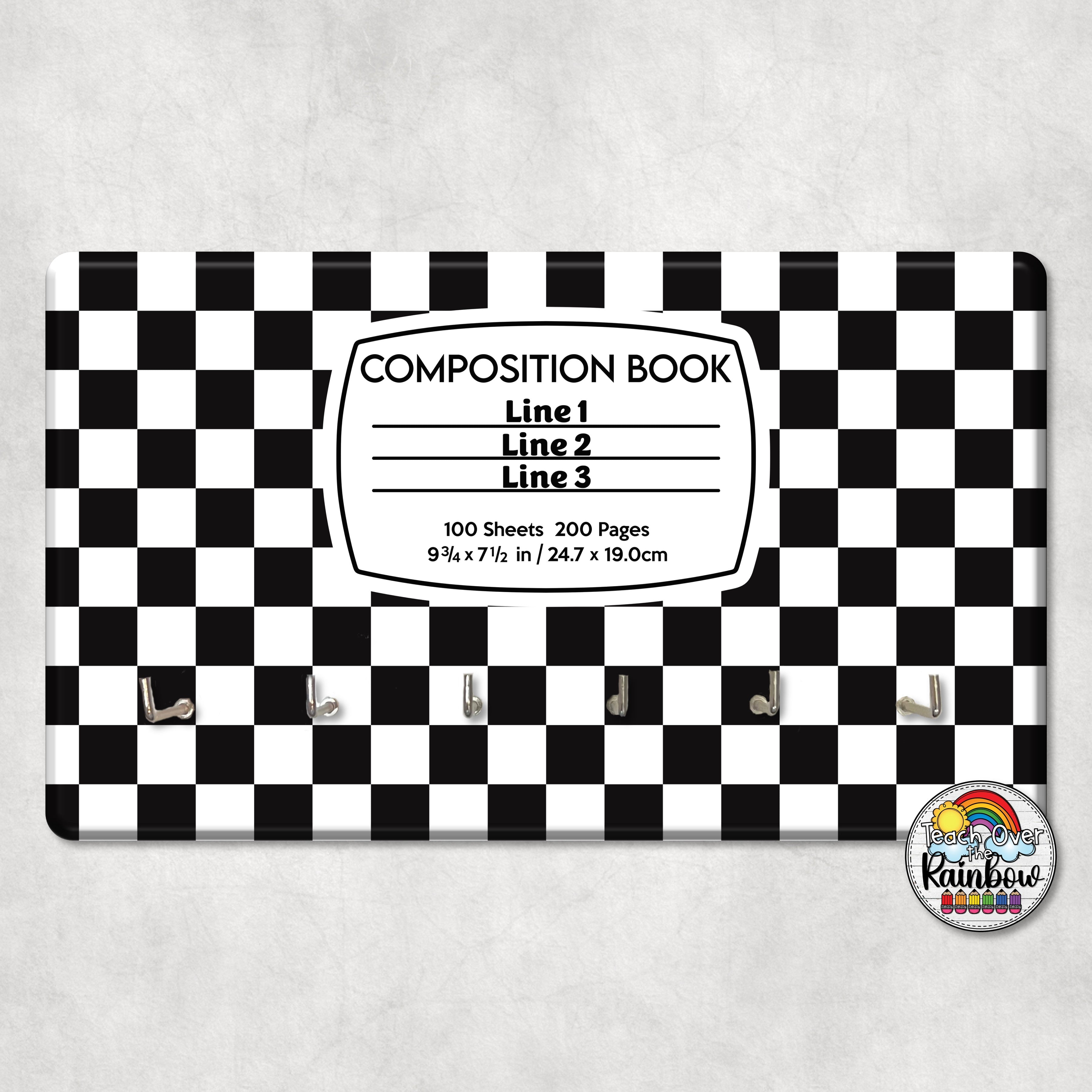 Black Checker Composition- Hall Pass Holder – Teach Over the Rainbow