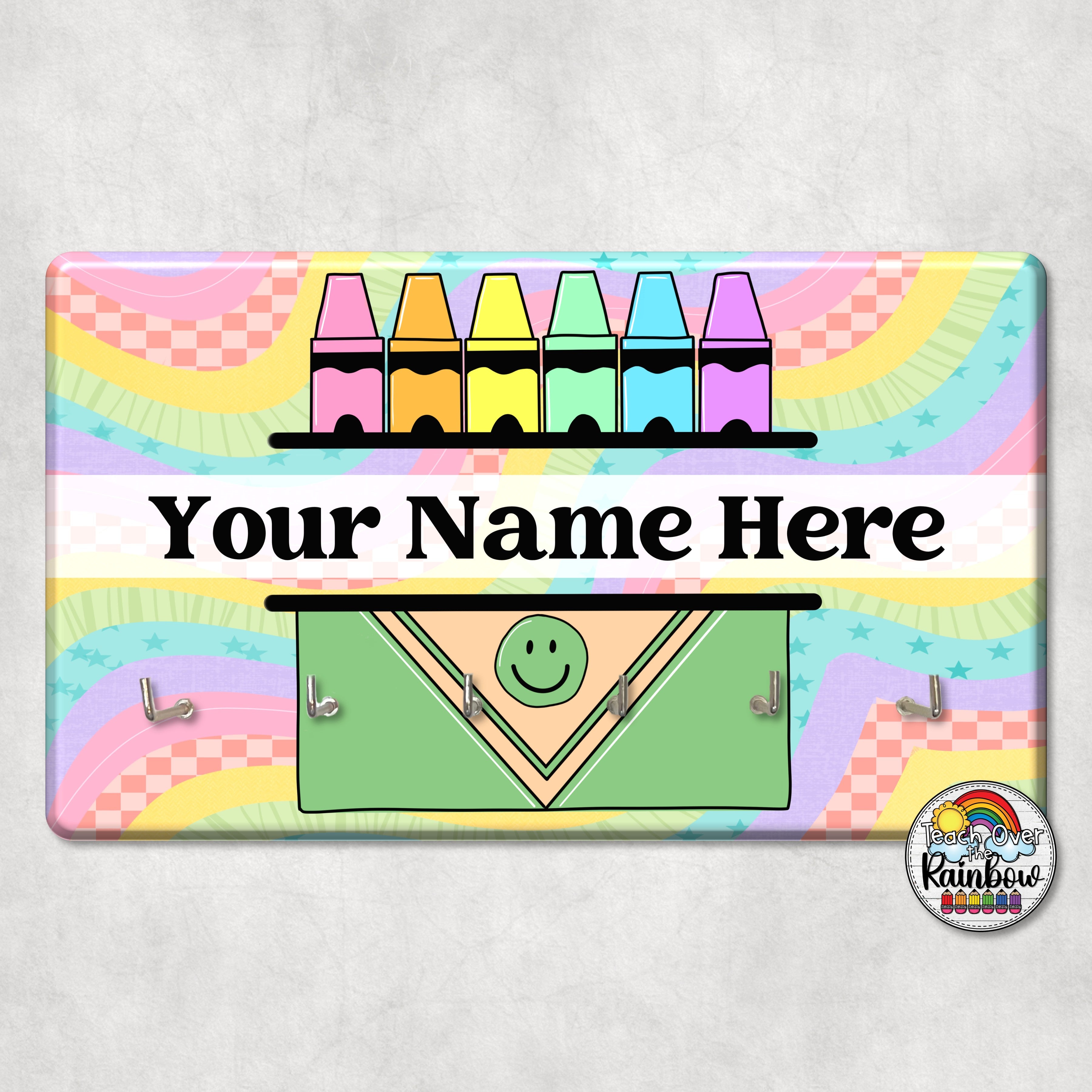 Retro Rainbow Crayons- Hall Pass Holder – Teach Over the Rainbow