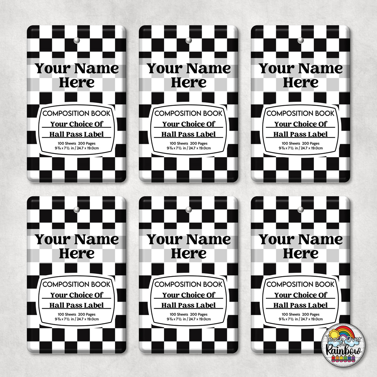 Black Checkered Comp-Hall Pass Set| Teach Over the Rainbow