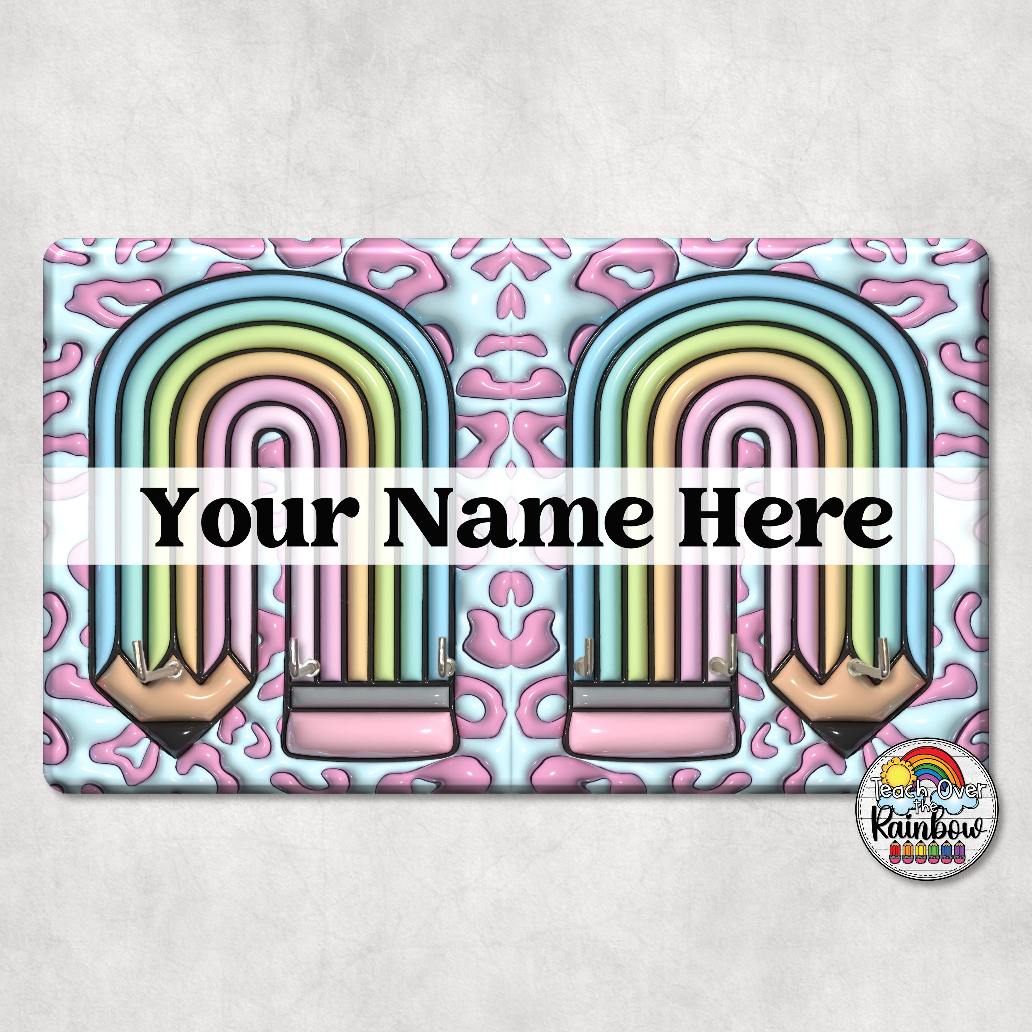 Blue Teacher Pencil- Hall Pass Holder – Teach Over the Rainbow
