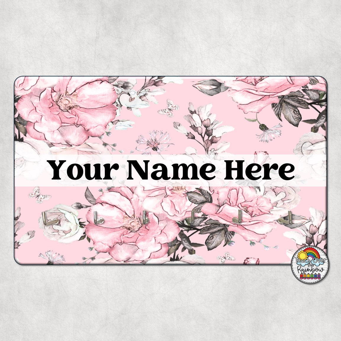 Pink Floral-Hall Pass Holder| Teach Over the Rainbow