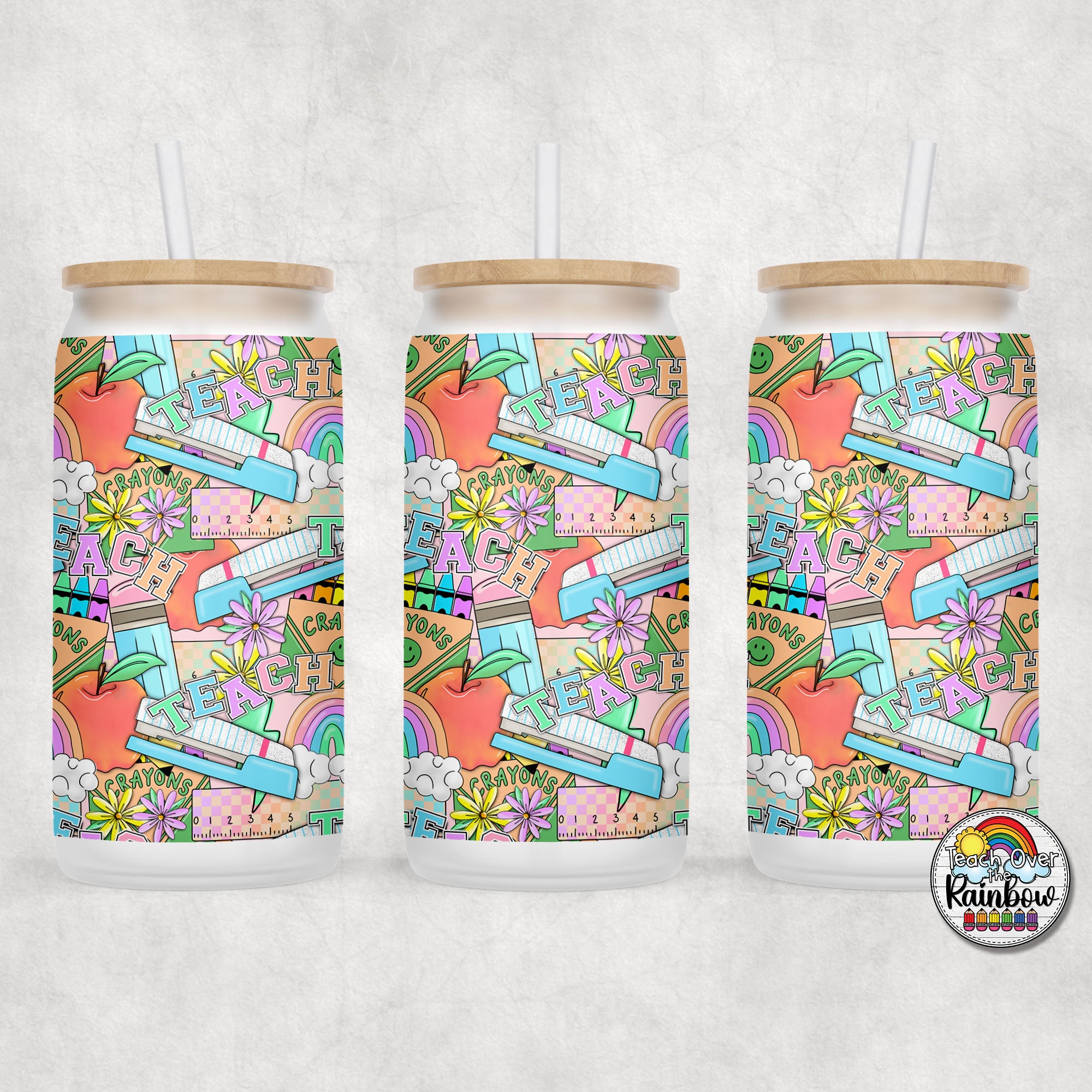 Teacher Things Pastel Glass Can – Teach Over the Rainbow