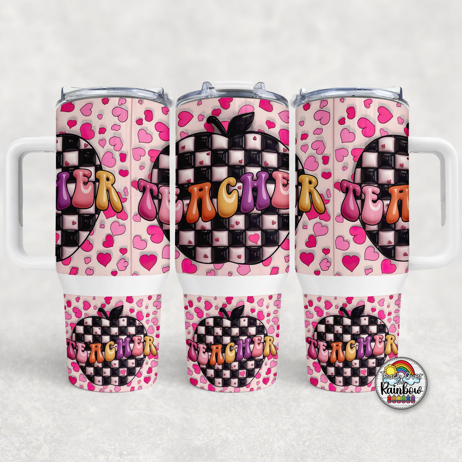 Checker Apple- 40 oz. Cup – Teach Over the Rainbow