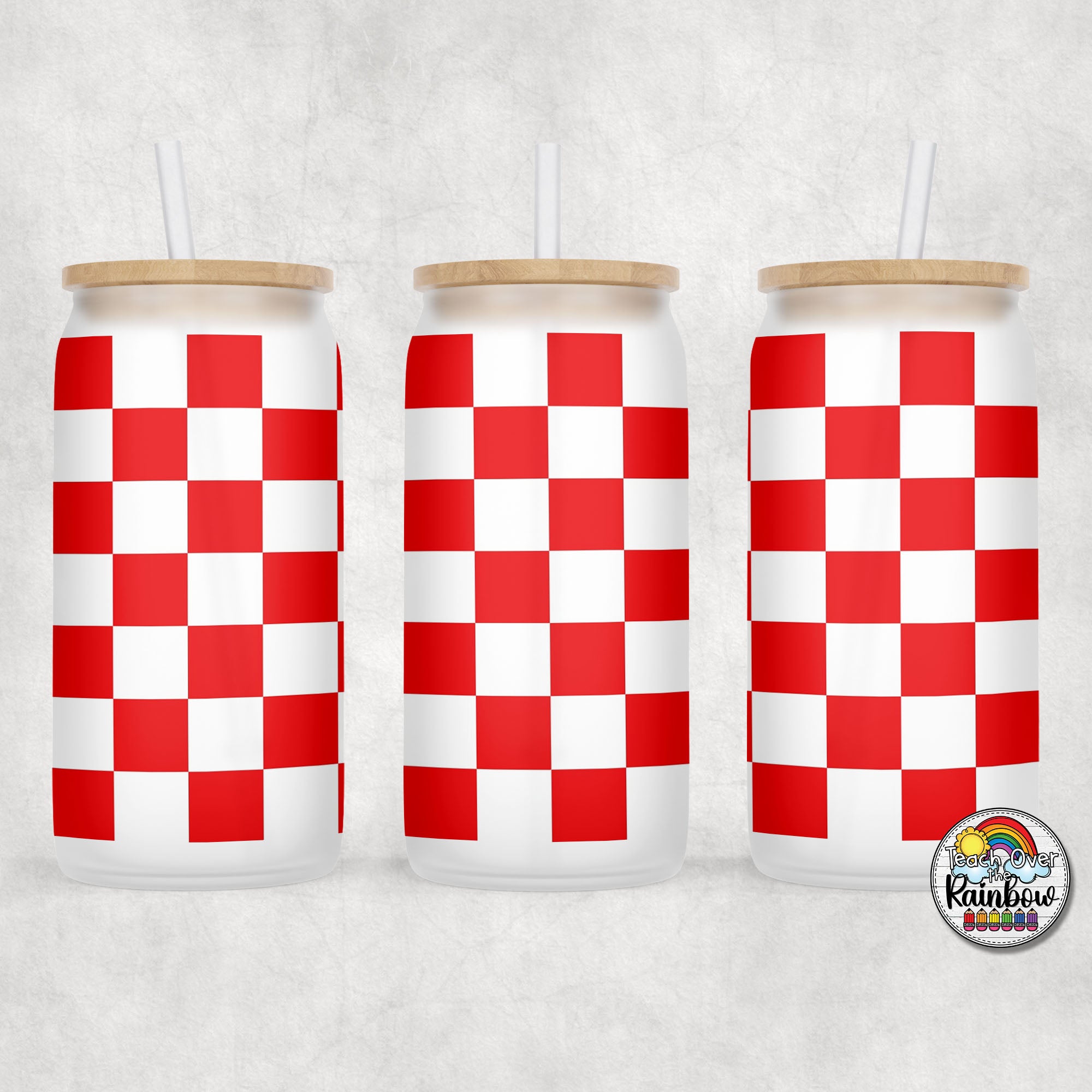 Plain Checker 2 Glass Can – Teach Over the Rainbow