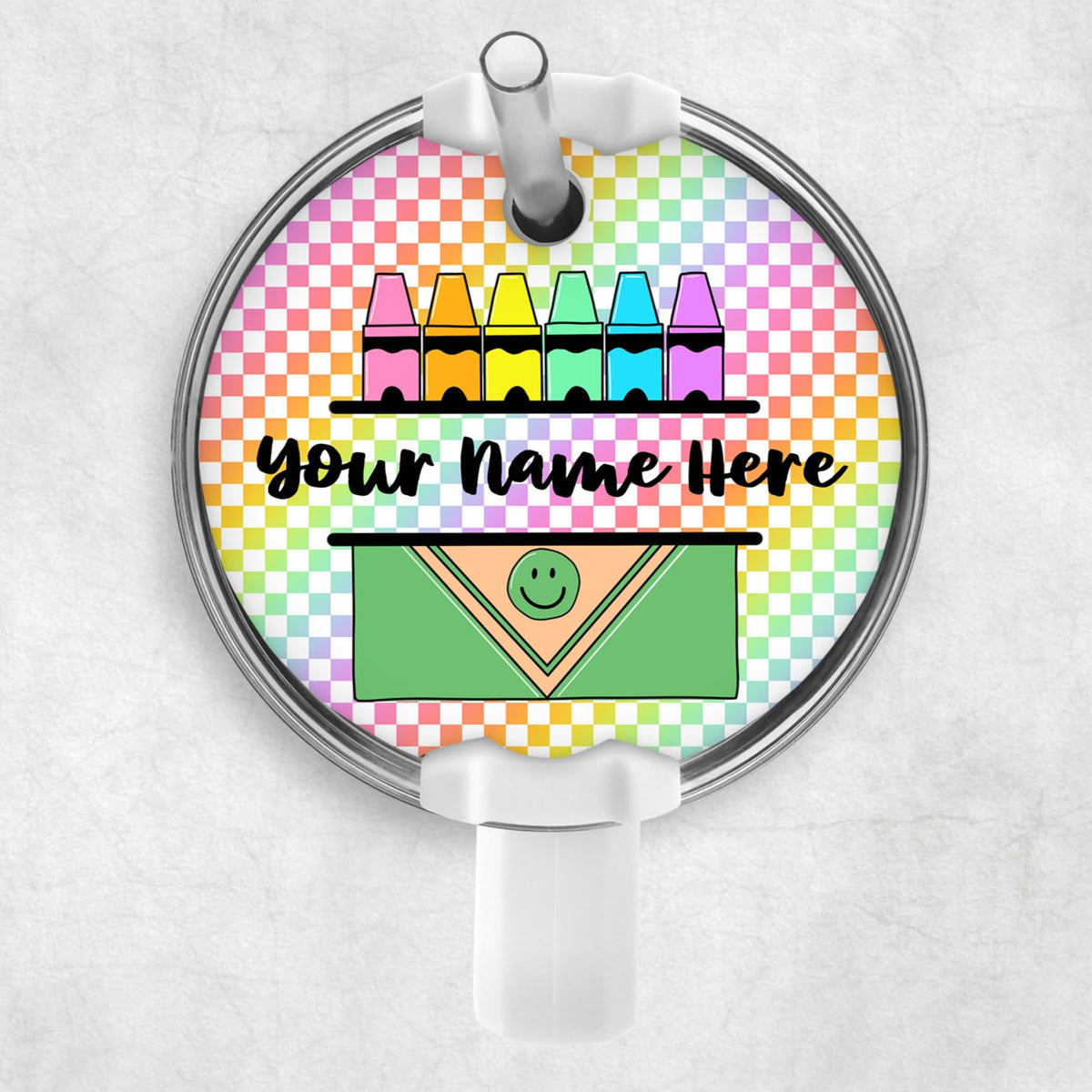 Checkered Crayon Round Topper| Teach Over the Rainbow