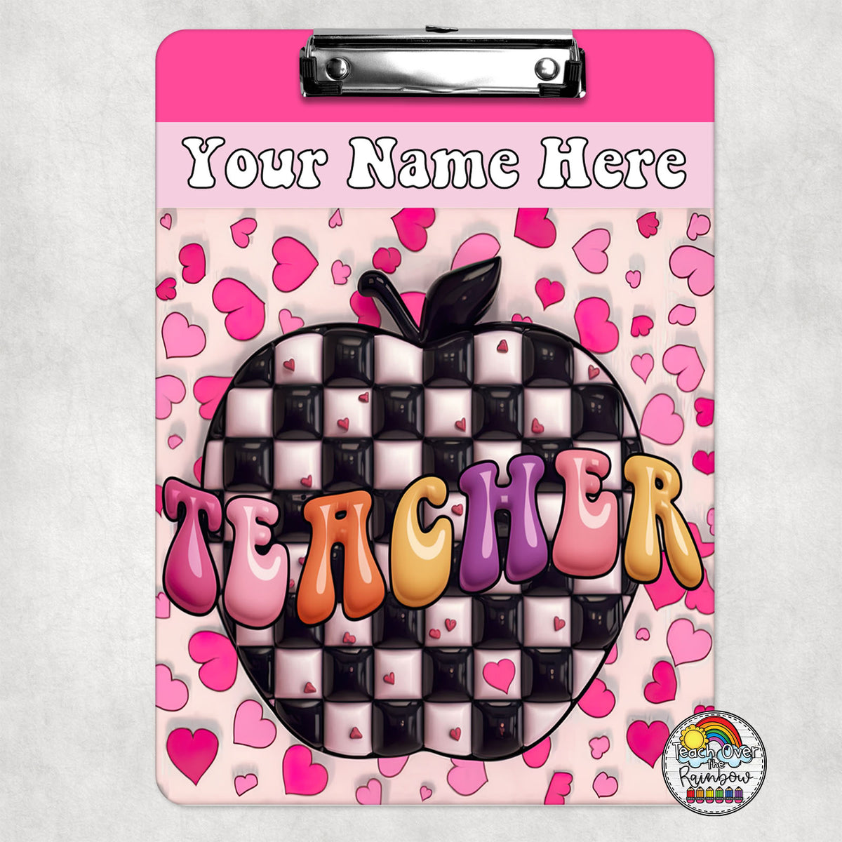 Checkered Apple Clipboard| Teach Over the Rainbow