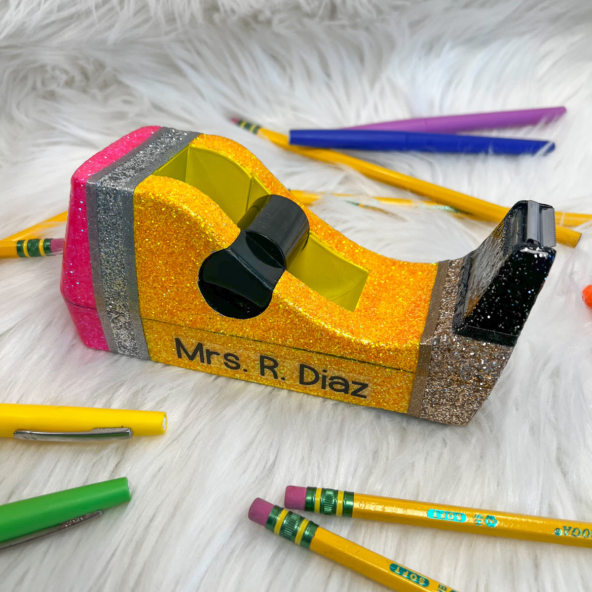 Pencil Custom Tape Dispenser| Teach Over the Rainbow