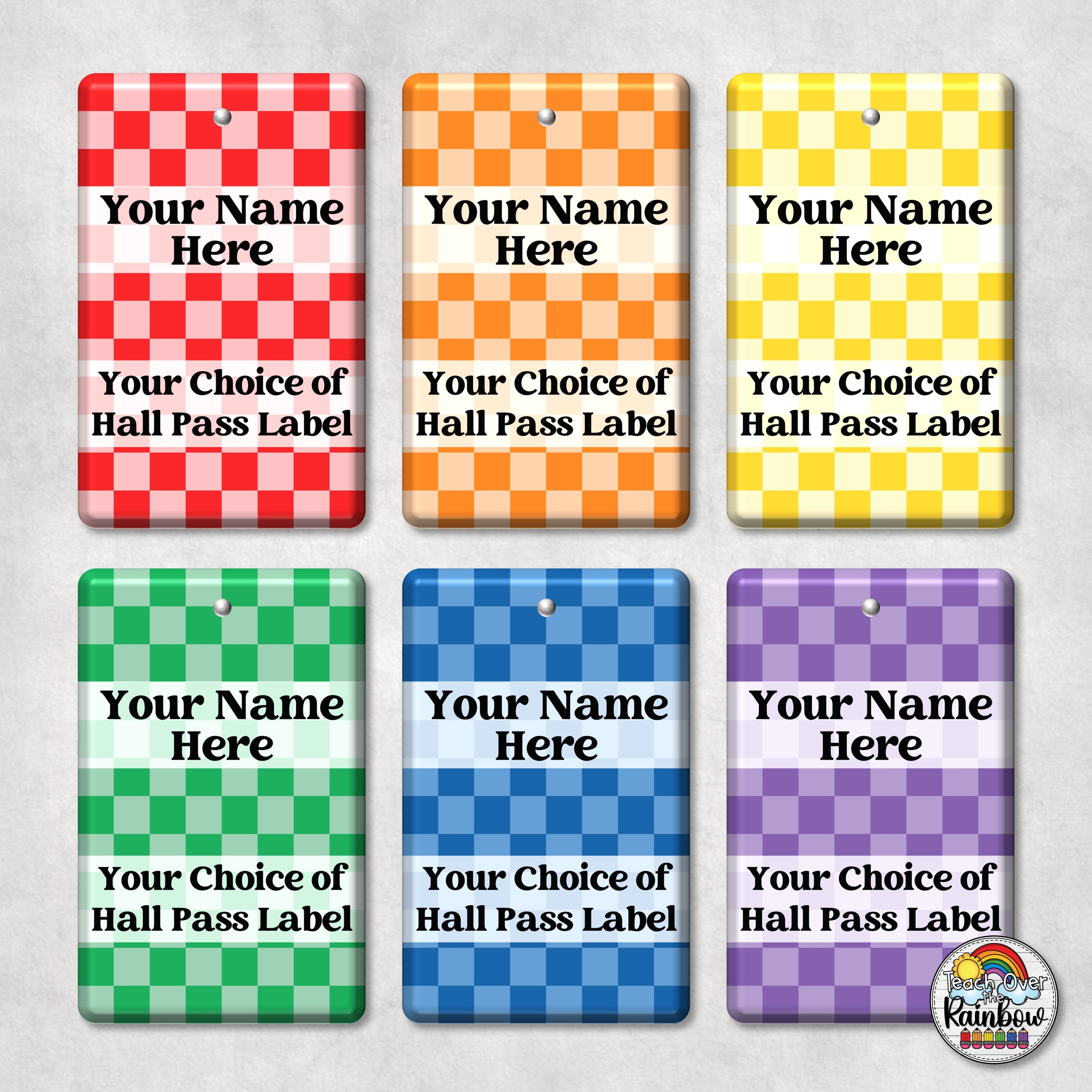 Plain Checker 1- Hall Pass Set – Teach Over the Rainbow