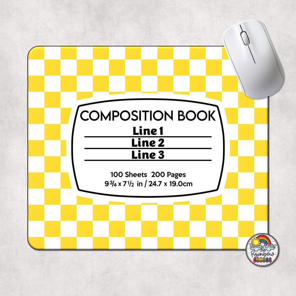 Checkered 2 Comp Book Mouse Pad| Teach Over the Rainbow