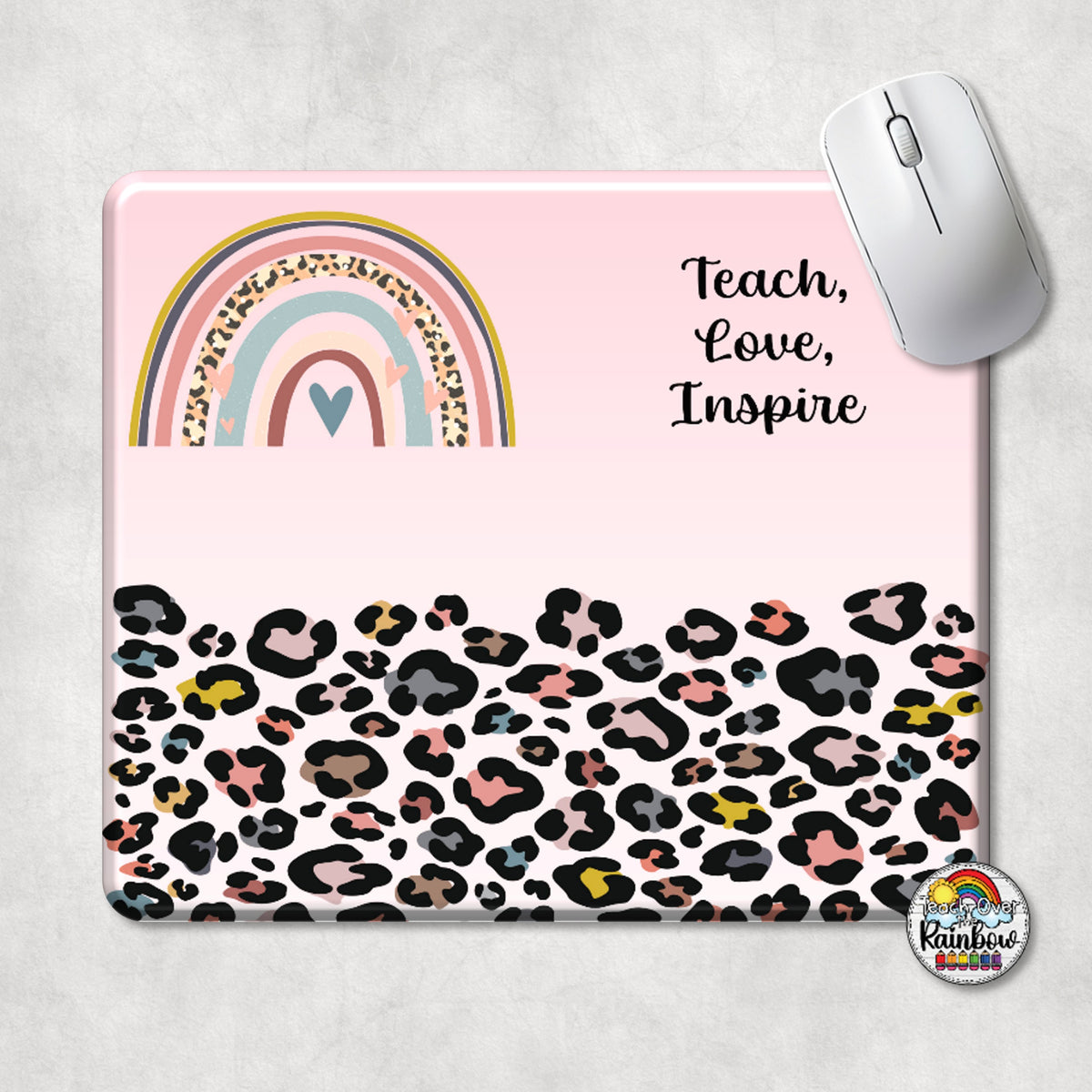 Pink Boho Leopard Mouse Pad| Teach Over the Rainbow