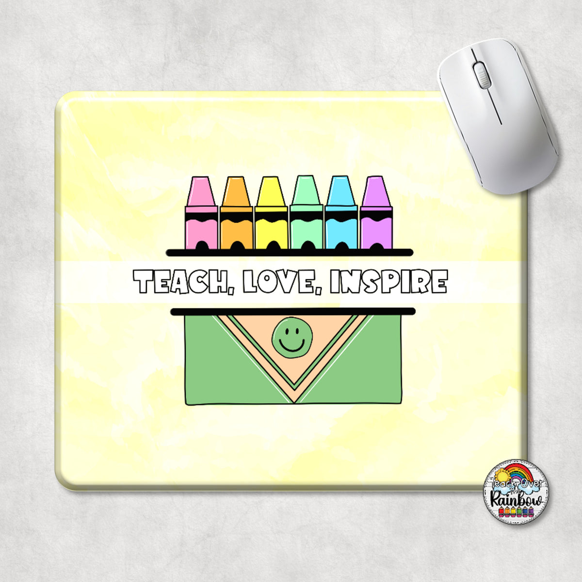 Water Color Crayons Mouse Pad| Teach Over the Rainbow