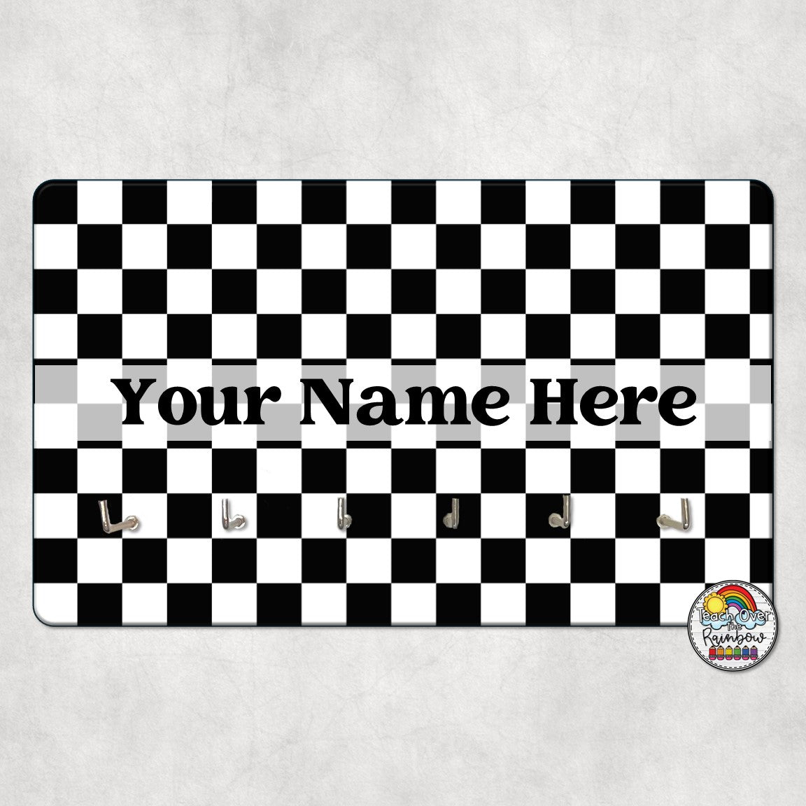 Black & White Check-Hall Pass Holder| Teach Over the Rainbow