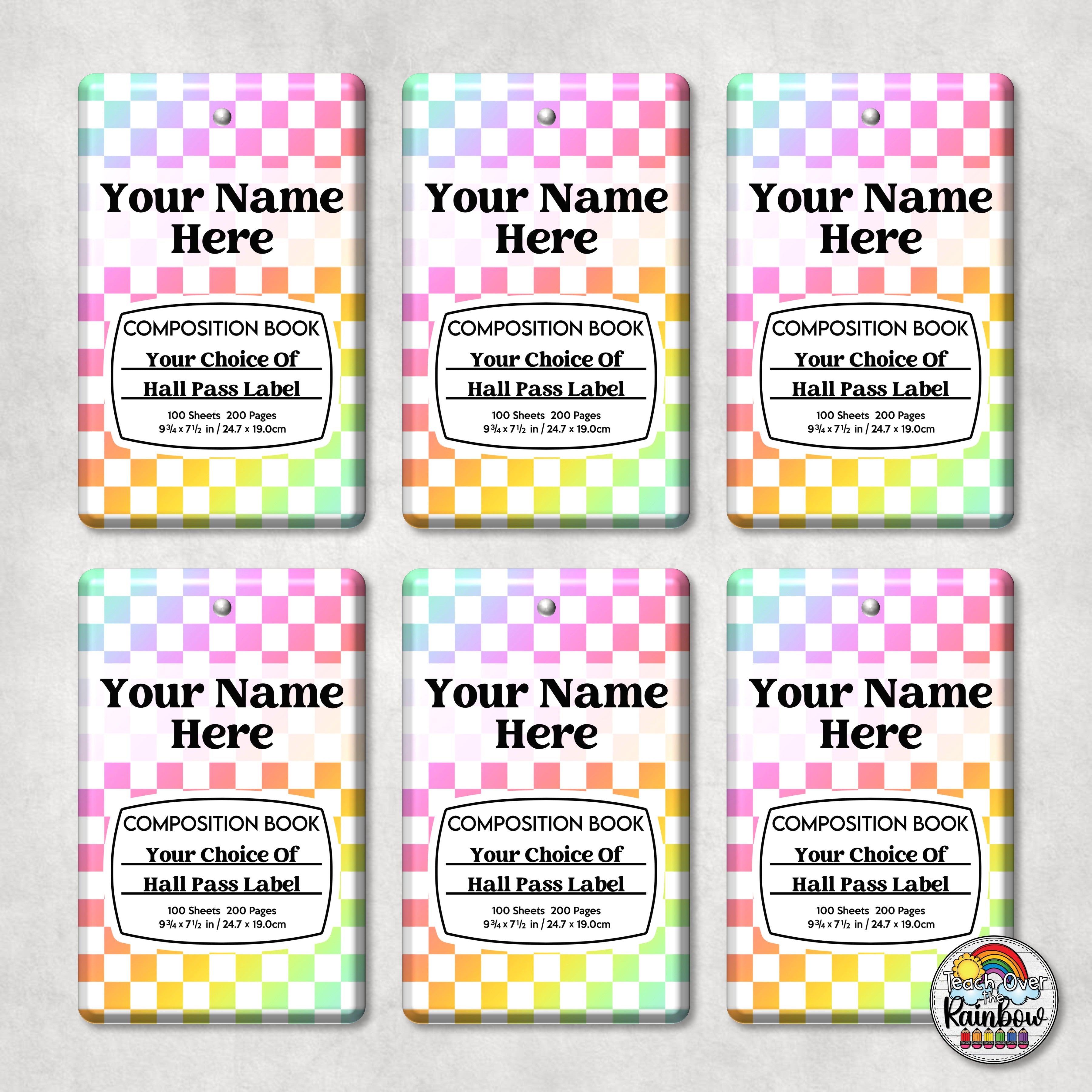 Rainbow Checker Composition- Hall Pass Set – Teach Over the Rainbow