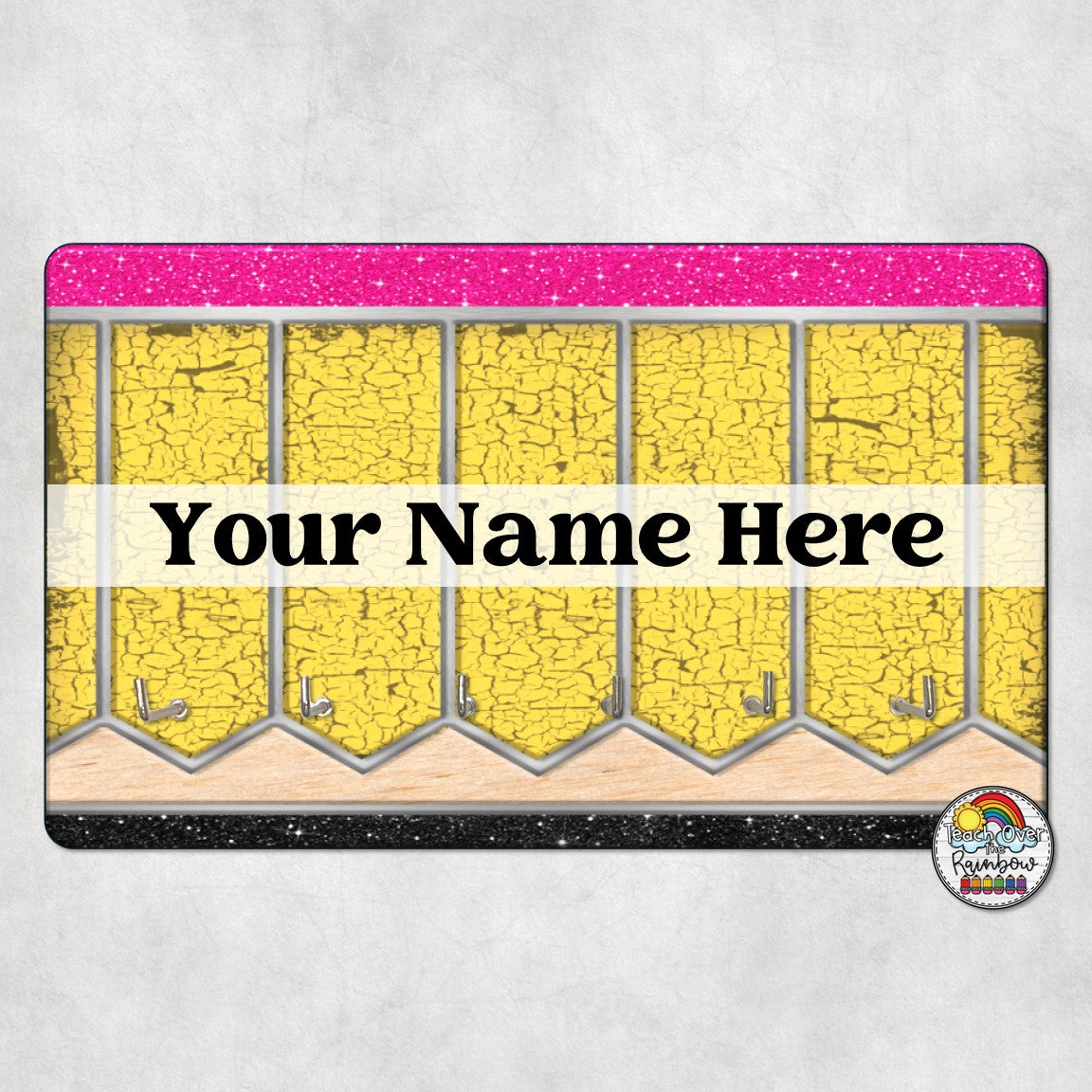 Yellow Crackled Pencil-Hall Pass Holder| Teach Over the Rainbow