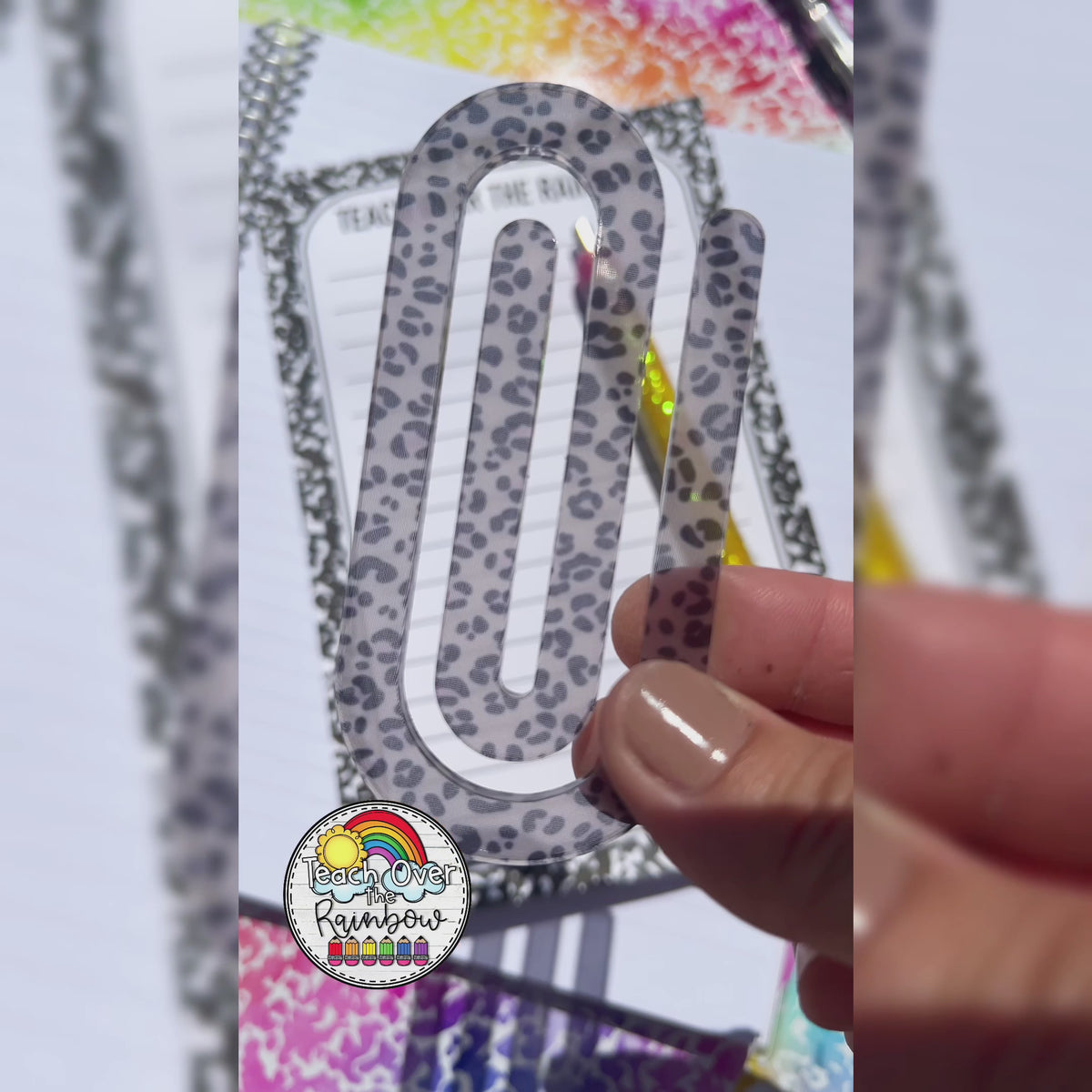 Black Leopard Specialty Acrylic Paperclip| Teach Over the Rainbow