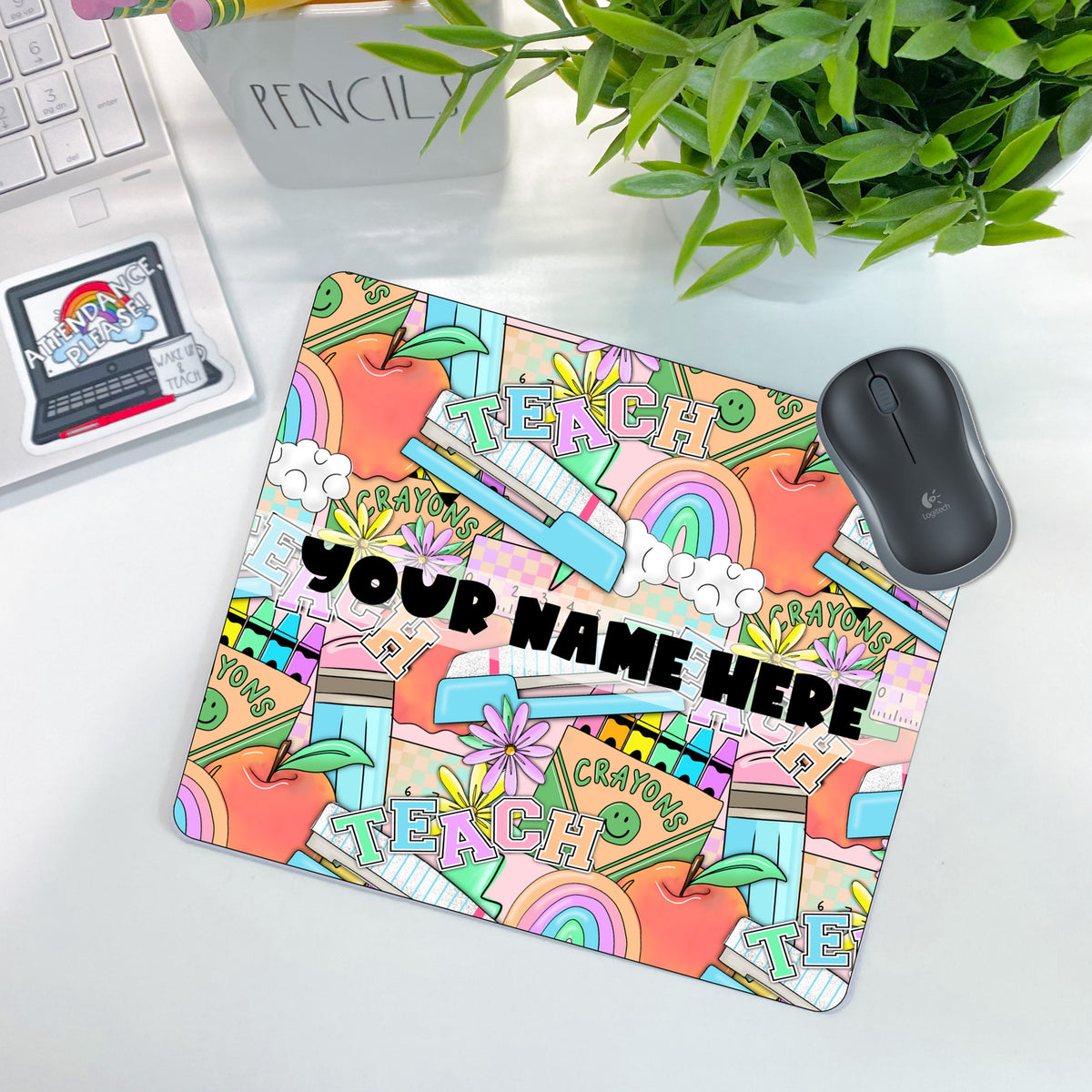Teacher Things Pastel Mouse Pad| Teach Over the Rainbow